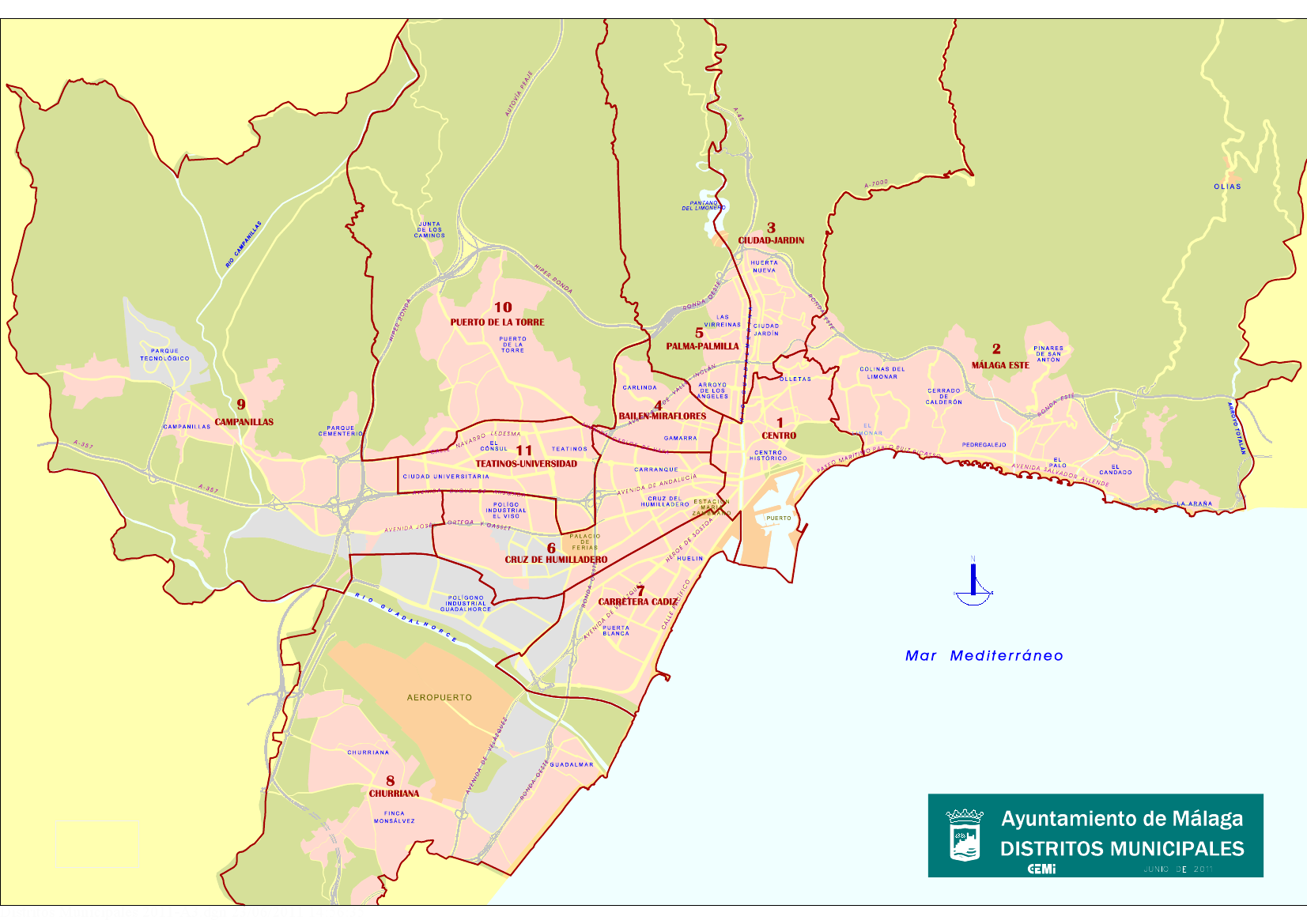 Mapa Distritos Municipales M laga Ayuntamiento De M laga
